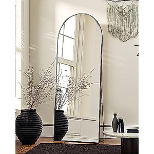 Antok Arched Full Length Mirror, 64"x21" Arched Floor Mirror, Glassless Mirror Full Length with Stand, Floor Mirror Freestanding, Wall Mounted Mirror for Bedroom Living Room, Black