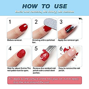 Gel Nail Polish Remover(15ML) - Professional Removes Nail Polish in 3-5 Minutes, Quickly & Easily, Not Hurt Nails with 1 PCS Cuticle Pusher + 1 PCS Nail Polish Scraper Blue