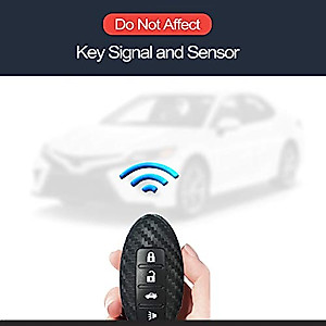 2pcs Compatible with Nissan 4 Buttons Smart Carbon Fiber Looks Silicone Case Remote Key Fob Cover for 2002-2018 Nissan 350Z Altima Armada GT-R Maxima Murano Quest Sentra, Infiniti FX35 FX37 Q40 Q45