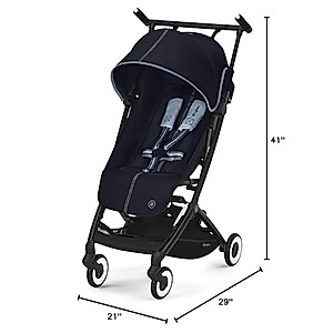 Cybex Libelle Lightweight pockit Travel Baby Stroller - Carry-On Compliant Compact Fold, One-Hand Adjustable Recline - Compatible with CYBEX Car Seats, Ocean Blue