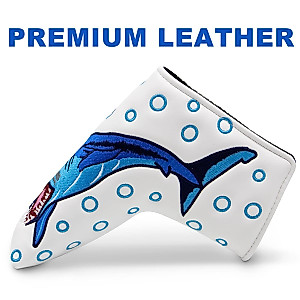 Shark Golf Blade Putter Club Head Cover Headcover Magnetic for Golf Clubs fits Blade Style Putters - Synthetic Leather Putter Cover for Scotty Cameron Select Newport series Putters