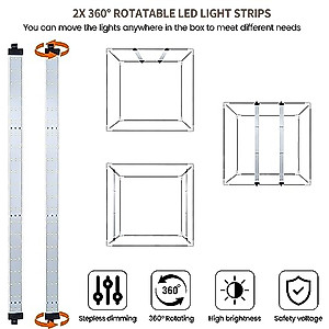 Lightbox, GLZ 24x24 Inch Photo Studio Light Box Shooting Tent Kit with Dimmable and Movable LED Lights, Carry Bag and 6 Color backdrops for Photoshoot (White Black Orange Blue Green Red)