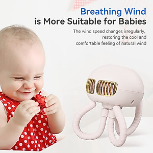 UJAY Stroller Fan,Mini Personal Portable Desktop Fan,Non-Slip Durable,USB or Battery Powered, Bladeless Fan Design, Stylish and Safe,Low Noise, Short Charging Time,Long Use Time