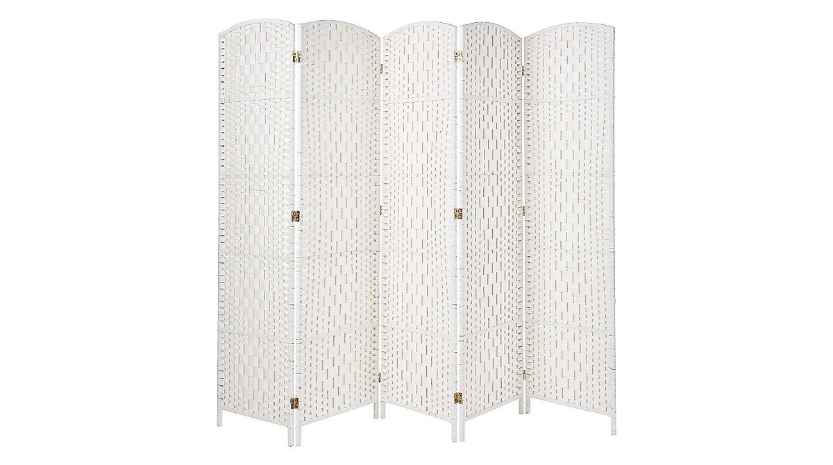 Elegant 6 ft Diamond Weave Room Divider - White
