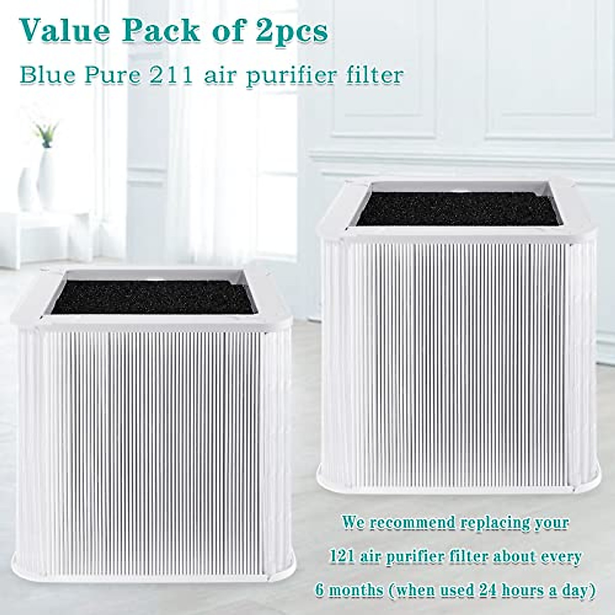 211+ Filter Replacement for Blue Air 211 Purifier (2 Pack) by Cobectal