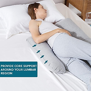 Bedsure Pregnancy Body Pillow,Maternity Pillow for Pregnant Women,H-Shaped Adjustable Pillow with Removable Washable Jersey Cover,Detachable Extension,Standard Size 51x27x7.8 Inches,Grey