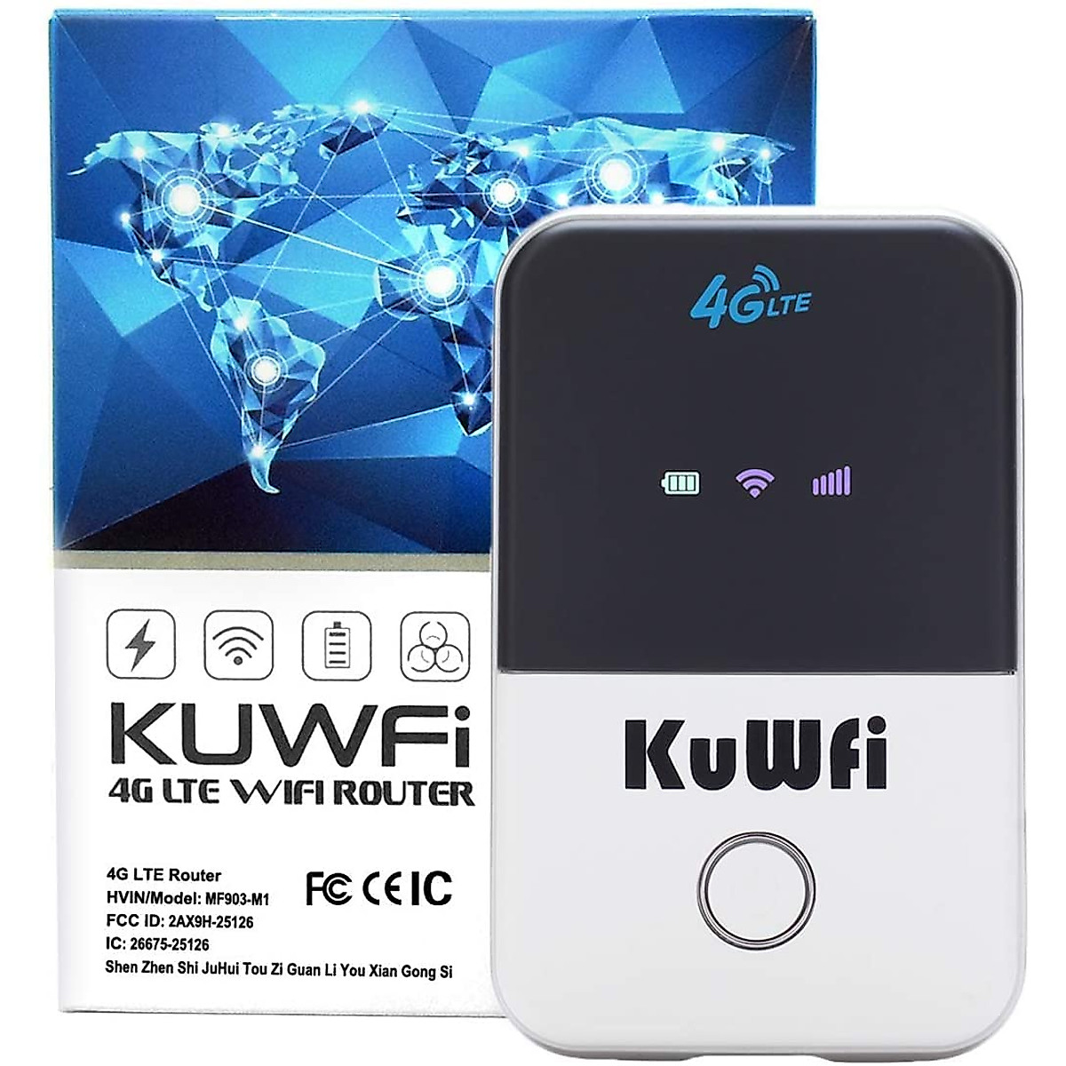 KuWFi 4G LTE Mobile WiFi Hotspot Unlocked Travel Partner Wireless 4G Router with SIM Card Slot Support B1/B3/B5/B7/B8/B20 in Europe Caribbean South America Africa