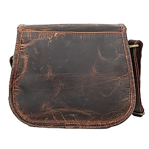 vintage crafts Buffalo Leather Crossbody Satchel Ladies Travel Women Shoulder Bag Genuine Tote Purse Dark Brown