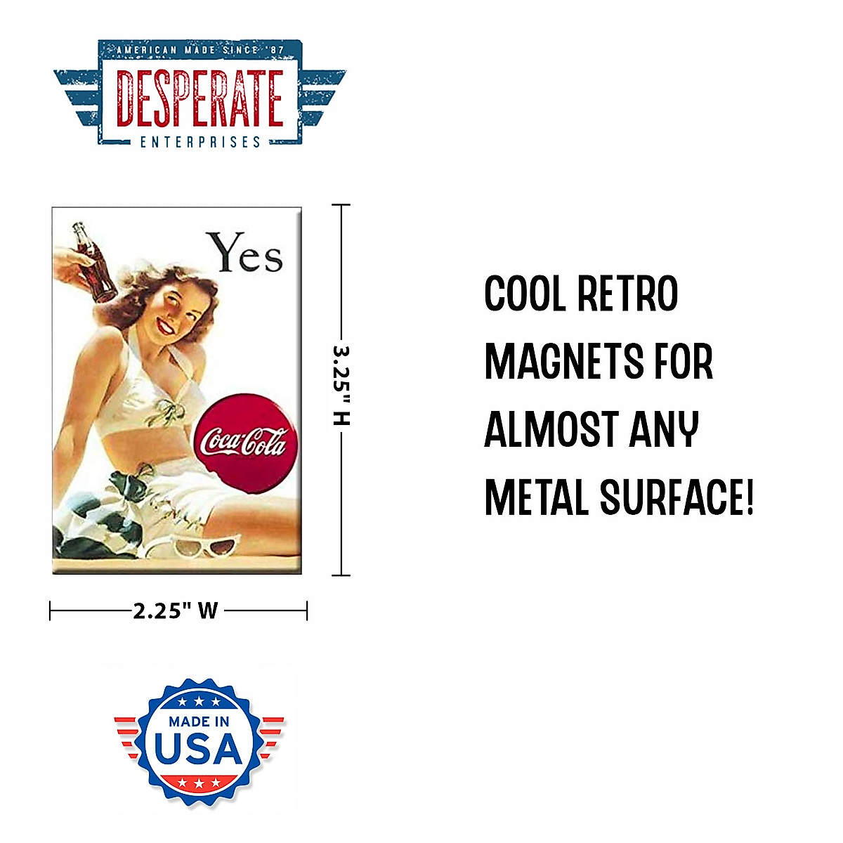 Desperate Enterprises Coca-Cola Yes Refrigerator Magnet - Funny Magnets for Office, Home & School - Made in The USA