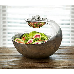 nambe Scoop Server, Mini | Two-Tiered Chip and Dip | Cold & Hot Appetizer Serving Bowl | Made of Metal Alloy | 7” D x 5.5” H | Designed by Wei Young (Silver)