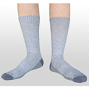 APTYID Men's Moisture Wicking Cushioned Crew Work Boot Socks, Size 9-12, Grey, 6 Pairs
