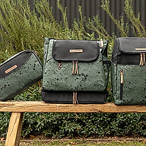 Petunia Pickle Bottom Pivot Backpack | Multiple Carrying Options (Backpack or Tote) | Insulated Pockets to Keep You Organized | Modern Silhouette with a Roomy Interior | Olive Ink Blot