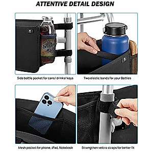 Wiicare Walker Basket for Folding Walker, Basket for Walkers for Seniors with Cup Holder, Foldable Walker Bag, Walker Accessories Gift for Friends, Family and Elders, Not Fit Rollator Walker - Black