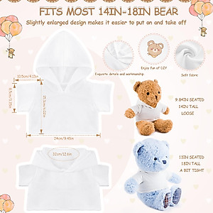 Litherr S 6 PCS Stuffed Bear Clothes Tee Shirt Sublimation Plush Bear Shirts Classic Stuffed Animal Bear T Shirts Hoodie 14-18 Inches Stuffed Bear Dolls (White)