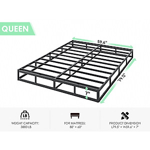 QEROMY Queen Box Spring - 7 in High Profile Box Spring for Queen Bed, Sturdy Metal Frame Mattress Foundation, Easy Assembly, Quiet & No Noise