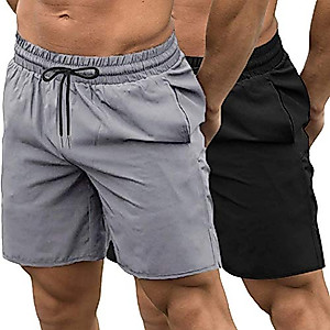 COOFANDY Men's 2 Pack Gym Workout Shorts 7 Inch Quick Dry Athletic Shorts Lightweight Running Shorts with Pockets