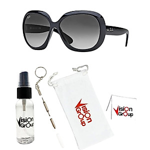Ray-Ban RB4098 Jackie Ohh II Sunglasses + Vision Group Accessories Bundle (Black/Light Grey Gradient Dark Grey (601/8G)