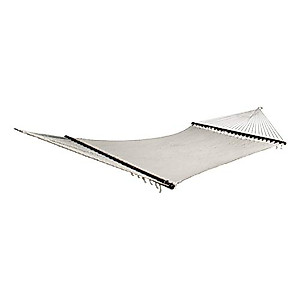Bliss Hammocks BH-415 2-Person Weekender 12’ Long Deluxe, 4 mm Thick Handwoven Polyester Rope, Patio Yard Poolside Outdoor Hammock, 55-Inch Spreader Bar Supports up to 450 lbs, Natural