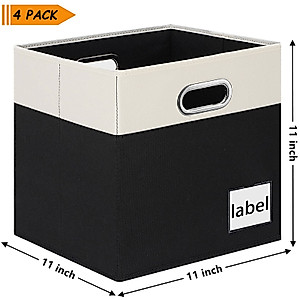 GhvyenntteS Storage Bins 7 Pack, Cube Storage Bins with Handles, Fabric Storage Bins for Organizing Shelf Closet Home Office (Grey&Black, 15" x 11" x 9.6" & 11"x11"x11")