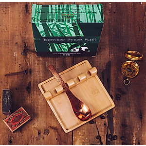 Premium Bamboo Four (4) Spoon Rest | 100% Organic Bamboo Wooden Holder for Spoons, Spatulas, Ladles, Teaspoons and Other Kitchen Cooking Utensils | 100% Food Safe & Premium Quality | by Bamboo Delight