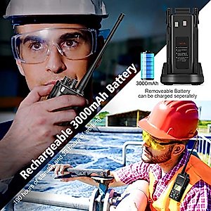 SAMCOM Two Way Radios Long Range Walkie Talkies for Adults with Headphones,20 Channel Programmable Handheld 2 Way Radio Rechargeable with 3000mAh Battery and Charger（6 Pack）