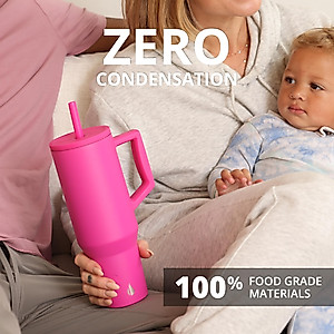 Best Valentine 40oz Tumbler for Her - Insulated Travel Tumbler with Handle, Lid and Straw - Gift for Mom & Mother In Law on Valentine's Day, Birthday & Mother’s Day - Hot Pink