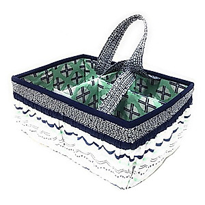 Bacati Tribal Nursery Fabric Storage Caddy with Handles, Mint/Navy