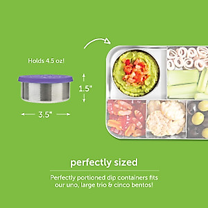 LunchBots 4.5 oz Stainless Steel Dressing Container for Condiments, Dips, Snacks, Dipping Sauce Cups with Silicone Lid, Fits in Lunch Bags and Bento Boxes - Set of 2 (Blue)