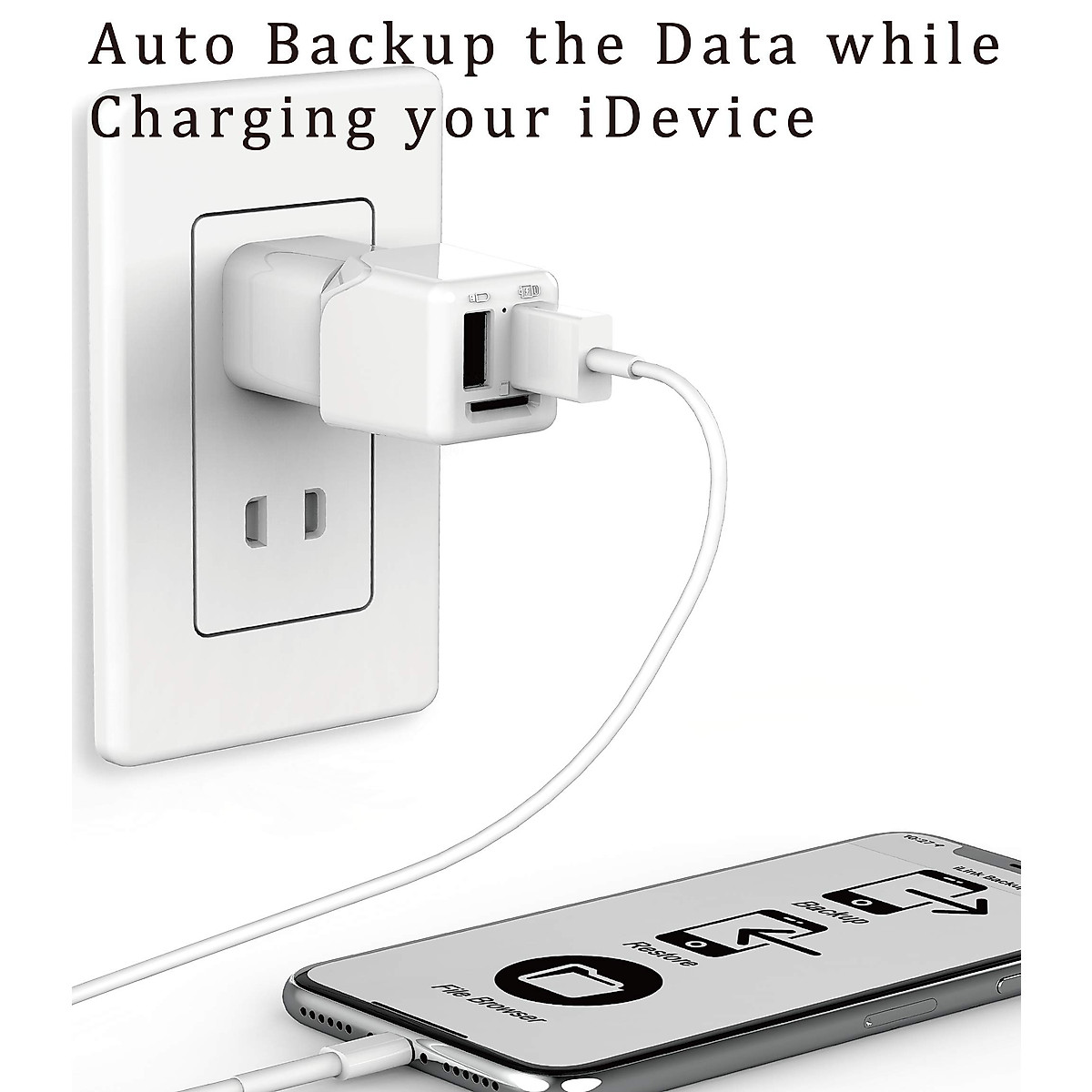SPT iLink Backup Automatically Backup Photos and Videos While Charging of iPhone and iPad with iPhone Backup Storage and 256 bit Encryption 【SD Card and USB Not Included】
