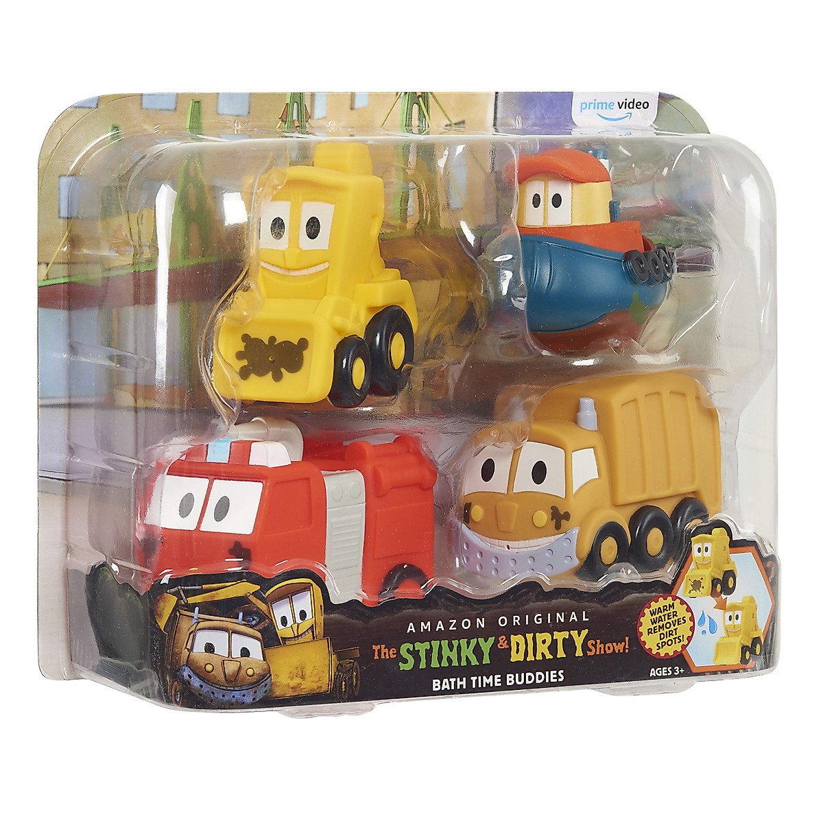 The Stinky & Dirty Show 4-inch Bath Time Buddies 4 Piece Set, Bath Toys, Pretend Play, Kids Toys for Ages 3 Up by Just Play