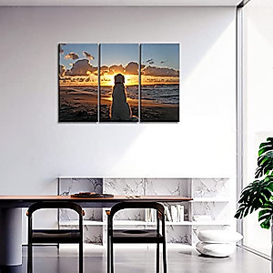 3 Piece Wall Art Painting Dog and Sunset Pictures Prints On Canvas Painting for Modern Home Decoration