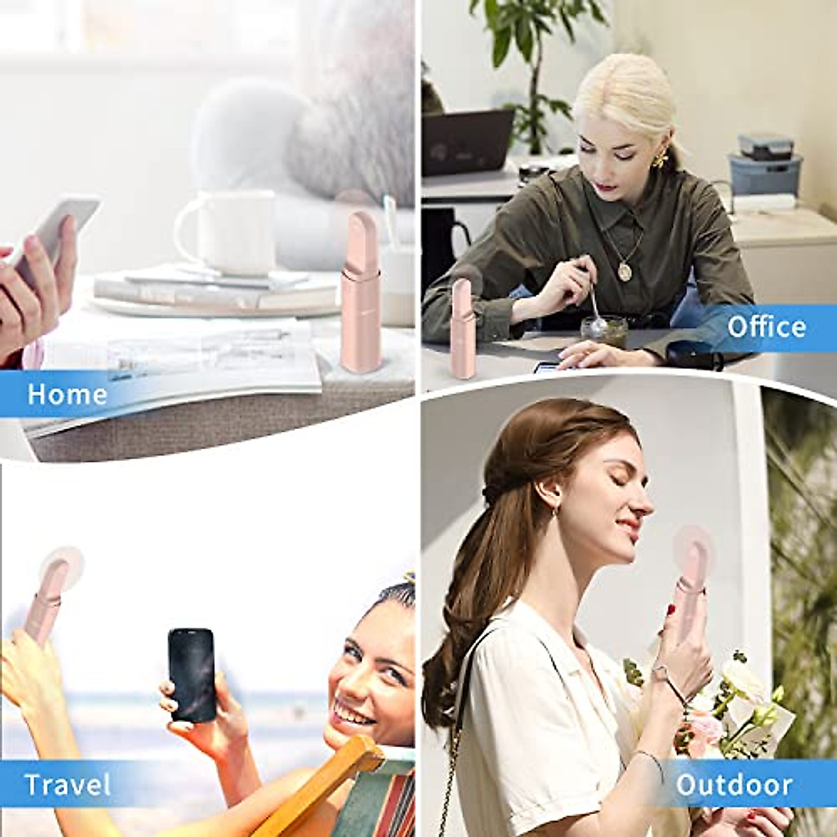 ievei Portable Handheld Fan, Powerful Personal Mini Fan Hand Fan 2 Speed Adjustable USB Rechargeable for Home Office Outdoor Travel, Pink