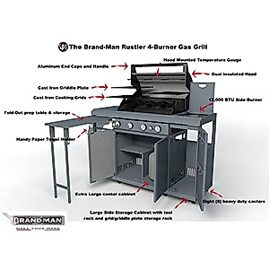 Rustler2 Four(4) Burner Gas Grill Center & Kitchen Island by Brand-Man Grills