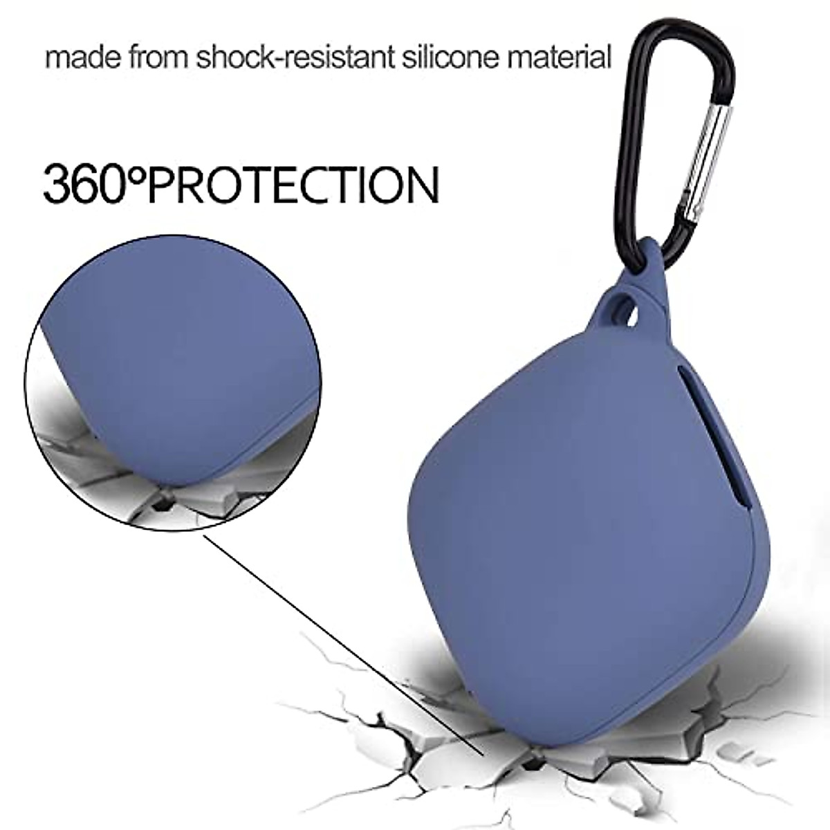 TOROTOP Silicone Case Compatible for Powerbeats Pro,Anti-Lost & Shockproof Easy Carrying Silicone Case Cover Accessories with Keychain and Lightweight Storage Carying Case Bag (Grayish Blue)