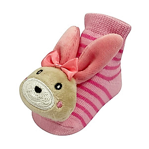 PUPPET Baby Girl Rattle Socks for Infants 0-6 Months Cute Animal Themed Set Unicorn Bunny Cat Bootie Series
