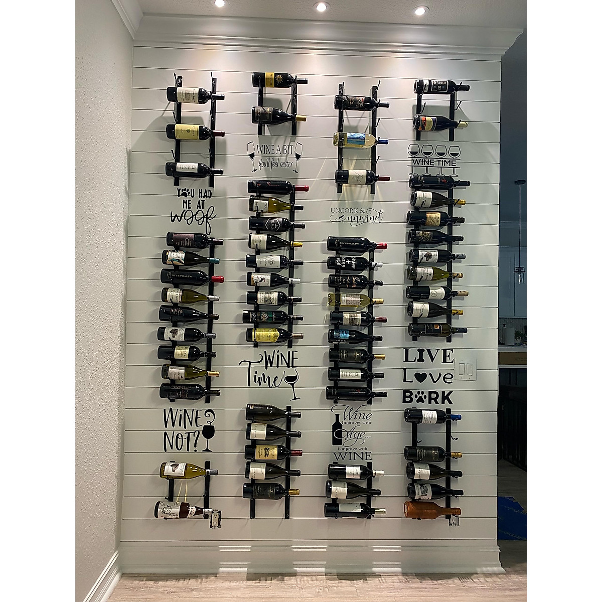 VintageView W Series (1 Ft) - 3 Bottle Metal Wall Mounted Wine Rack (Satin Black) Stylish Modern Wine Storage with Label Forward Design