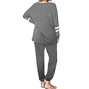 Airplane Outfits for Women 2024 Business Casual Fall Clothes Loungewear for Women Crewneck Sweatshirt and Drawstring Sweatpants Sets M