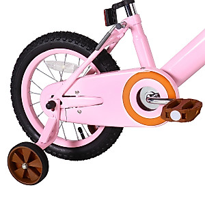 JOYSTAR 14 Inch Kids Bikes with Training Wheels & Basket, Vintage Girls Bike for Toddler of 3-5 Years Old Girls & Boys, Kids Bicycle, Pink
