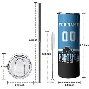 20oz Football City Customs stainless steel Insulated tumbler with Lid and Straws, Personalized football gifts for fans, Travel Cup Adds Your Name and Number