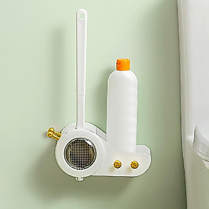 Long Handle Toilet Brush,Wall-Mounted Deep Cleaning Brush with Snail Shape Holder,Household Cleaner Bathroom Accessories Wall Mounted Toilet Brush for Bathroom Accessory Toilet Cleaning Brush
