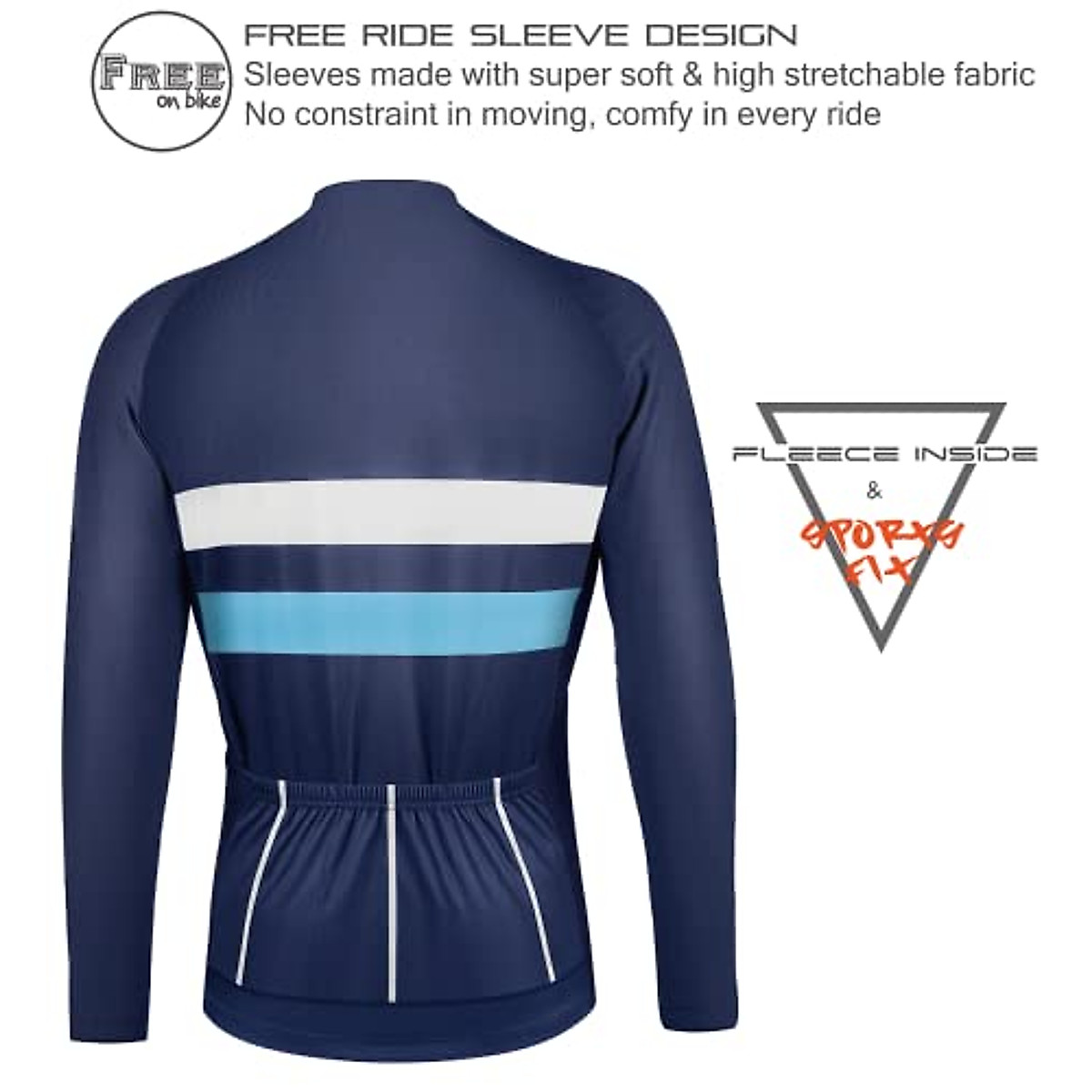 CEROTIPOLAR Standard Fit Cycling Bike Jerseys Fleeced, Fall Winter Long Sleeve Bicycle Jackets