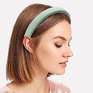 7pcs Fashion Headbands for Women, Wide Floral Headbands for Girls, Pearl Headband Non Slip Head Bands for Women's Hair Accessories (Green)