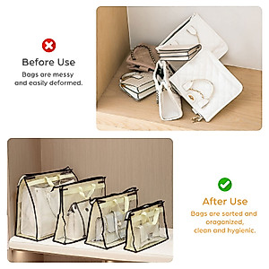 Interesse 12 Packs Dust Bags for Handbags, Clear Handbag Storage, Purse Storage Organizer for Closet, Purse Cover Hanging Closet Organizer with Zipper and Handles