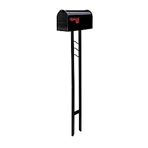 Architectural Mailboxes Mailbox to Go Galvanized Steel Mailbox and Post Kit, MC11KITBAM, Black, Medium Capacity