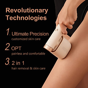 BoSidin Pro Permanent Hair Removal Device, Precision for Facial Peach Fuzz, Underarms, Bikini Line and Legs (White)