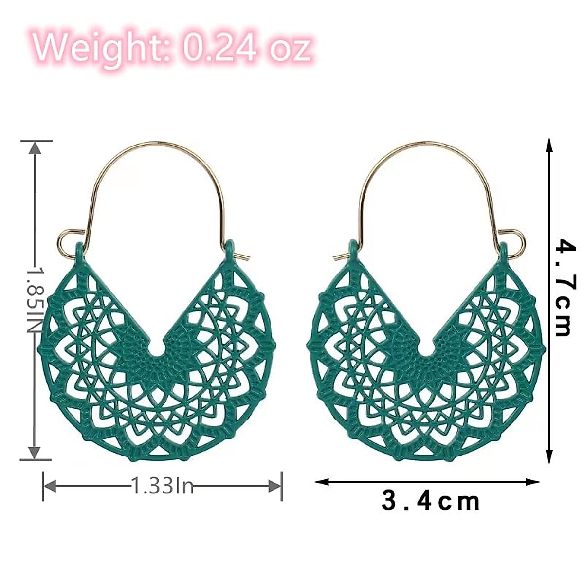 12 pairs of colorful cutout boho cutout pattern bohemia earrings for women hanging dangling fashion set boho DIY lightweight women's earrings candy color earrings