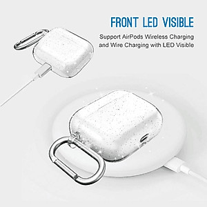 Valkit Compatible AirPods Pro Case, Clear Glitter Cute Bling Air Pod Pro Protective Case Cover with Keychain for Girls Women Men Shockproof Skin Case for Apple AirPods Pro Charging Case - Clear
