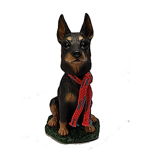 Animal Den Doberman Pinscher Black and Tan Dog Bobblehead Figure for Car Dash Desk Fun Accessory - 3.5"