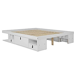 memomad Bali Storage Platform Bed with Drawers (King Size, Off White)