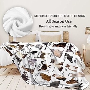 Cute Cat Blanket for Boys Girls, Ultra Soft Kids Cat Throw Blanket for Cat Lovers, Lightweight Cozy Cat Gifts Blanket for Christmas Thanksgiving Bed Couch Sofa 40x50in